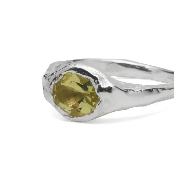 SIMUERO Faro Es Vedrà Ring In Recycled Sterling With Lemon Quartz