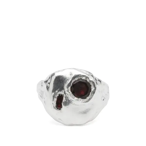 SIMUERO Coco Ring In Recycled Sterling With Garnet - Silver