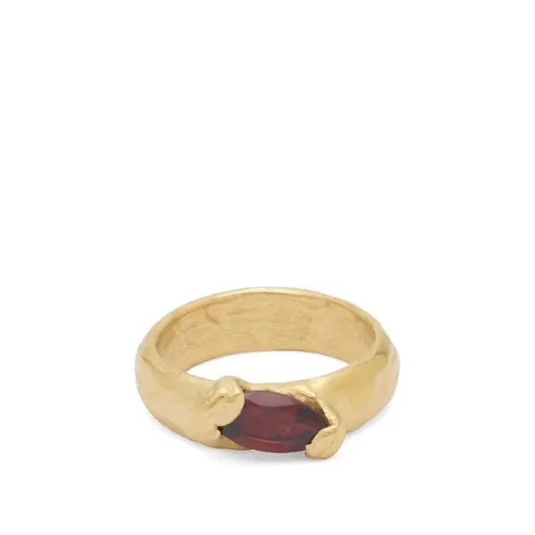 SIMUERO Enero Ring With Garnet Detail - Gold