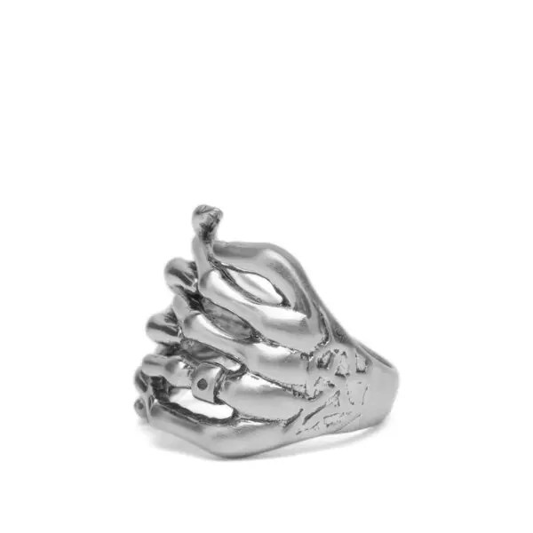 SERGE DENIMES Skeleton Hands Ring In Sterling