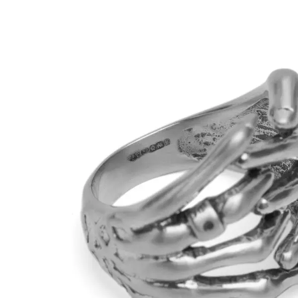 SERGE DENIMES Skeleton Hands Ring In Sterling