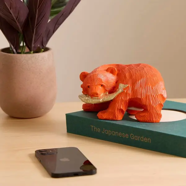 BEAMS Wooden Carving Bear Piggy Bank