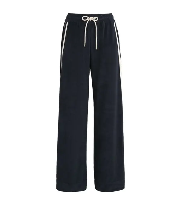 ME+EM Towelling Stripe Wide Leg Sweatpants - Navy