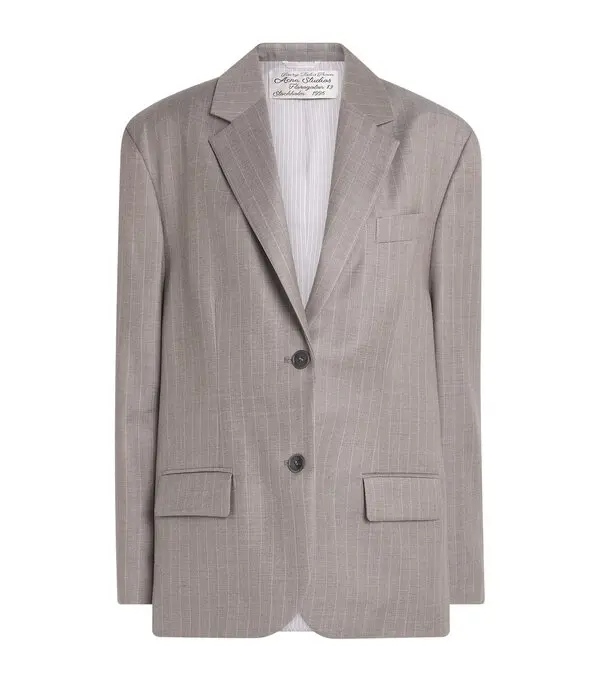 Acne Studios Pinstripe Wool Blazer With Layered Shirt Detail