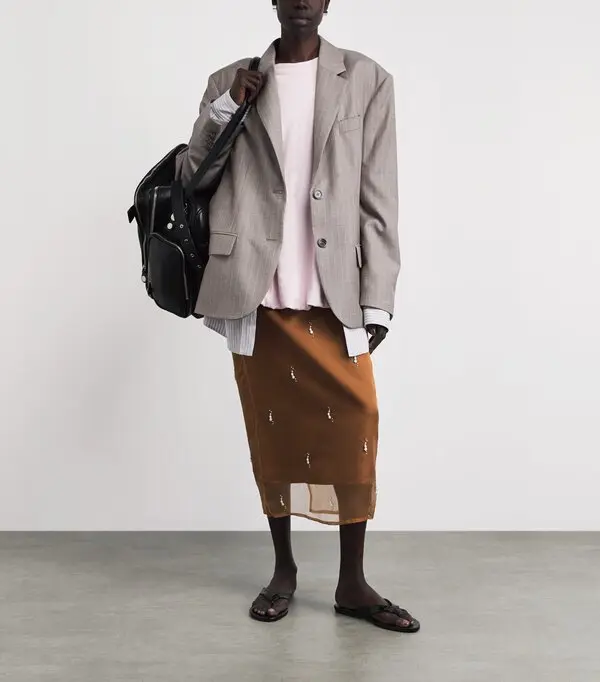 Acne Studios Pinstripe Wool Blazer With Layered Shirt Detail
