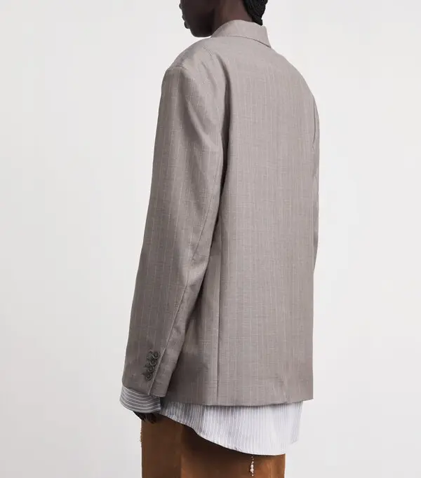 Acne Studios Pinstripe Wool Blazer With Layered Shirt Detail