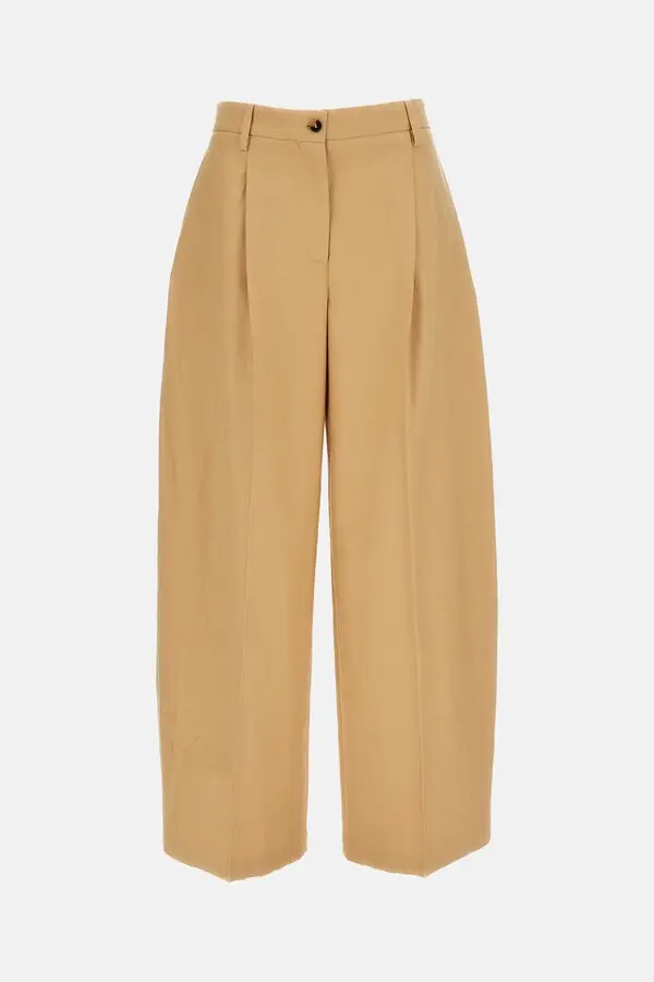 Alberto Biani Cotton Pleated Trousers - Beige
