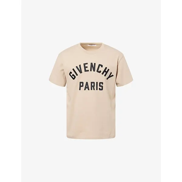 Givenchy Appliqué Logo-text Cotton T-shirt - Beige