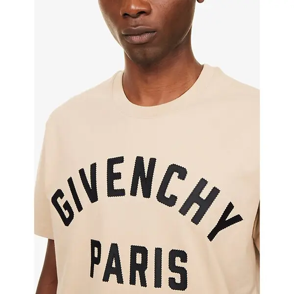 Givenchy Appliqué Logo-text Cotton T-shirt - Beige