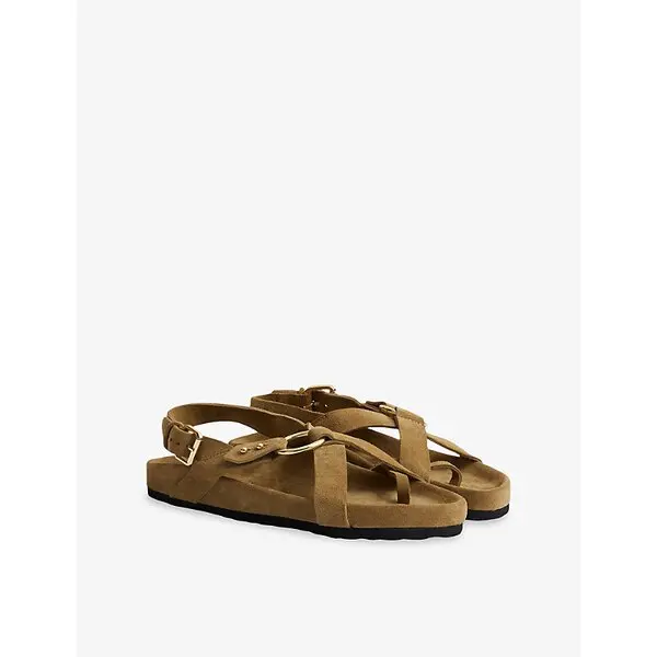 Soeur Suede Buckled Crossover Sandals