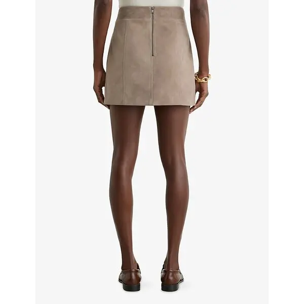 REISS Suede Mini Skirt With Patch Pockets