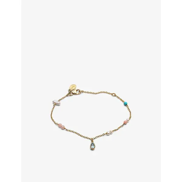 LA MAISON COUTURE With Love Darling Water Drop Bracelet In 14ct Yellow Gold-plated Sterling Silver With Topaz, Pearl, Coral, And Turquoise - Blue