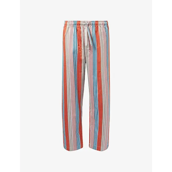 Derek Rose Wellington Stripe Cotton Satin Lounge Trousers - Multi-coloured