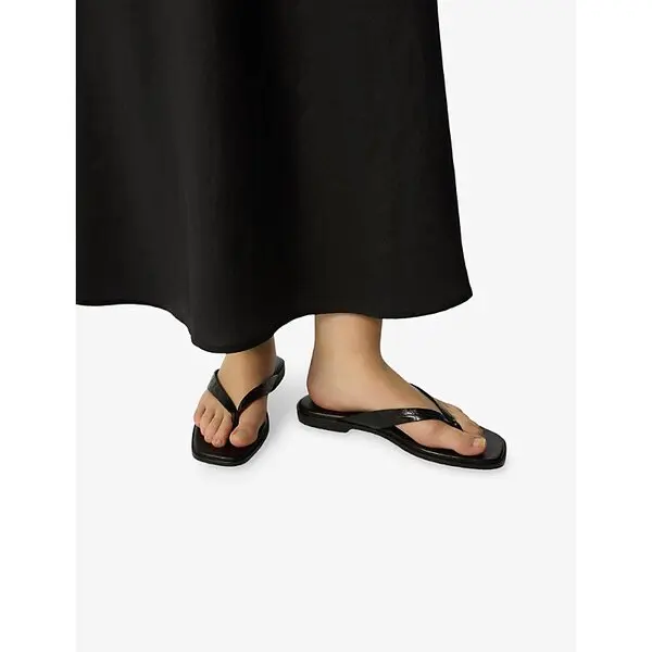 Whistles Croc Embossed Leather Flip-flops