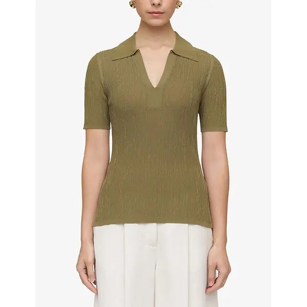 JOSEPH Ribbed Knit Collared Shirt