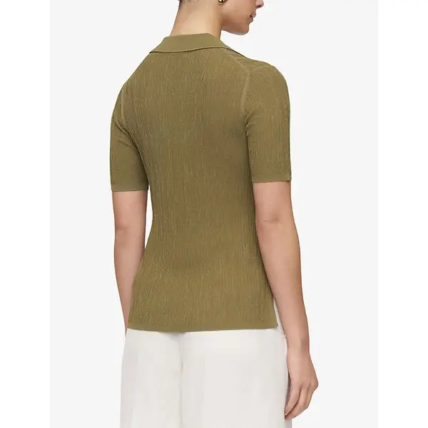 JOSEPH Ribbed Knit Collared Shirt