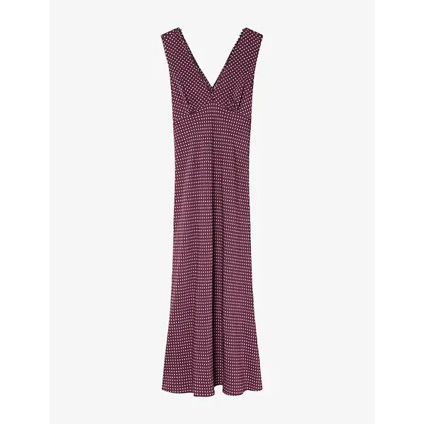 Whistles Sleeveless Polka Dot Woven Midi Dress
