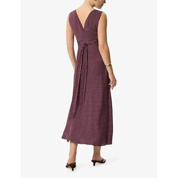 Whistles Sleeveless Polka Dot Woven Midi Dress