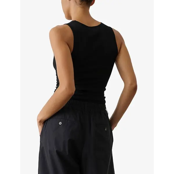 Soeur Isis Semi-sheer Cotton Tank Top - Noir