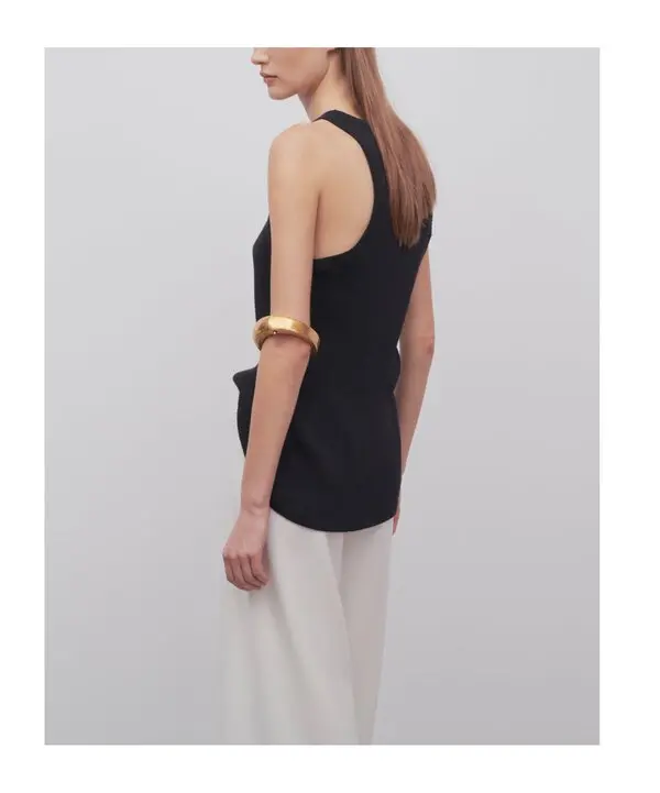 THE ROW Sleeveless Cotton Matte Top With Logo Detail