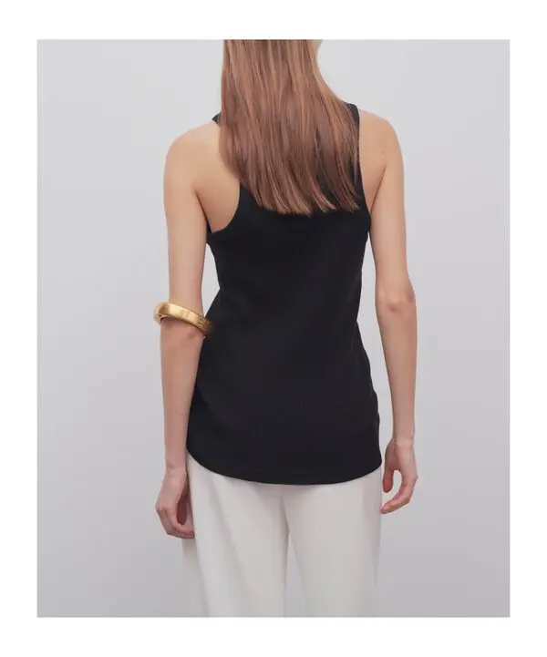 THE ROW Sleeveless Cotton Matte Top With Logo Detail