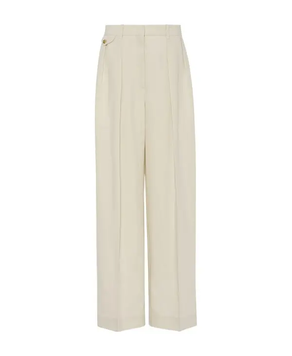 THE ROW Pleated Wool And Silk Casual Pants