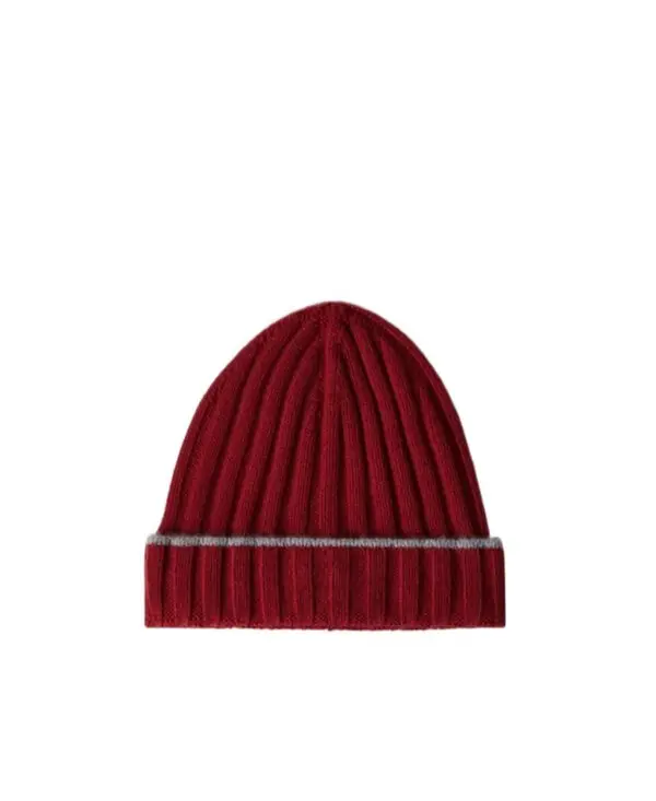 Brunello Cucinelli Ribbed Cashmere Beanie With Logo Patch - Red