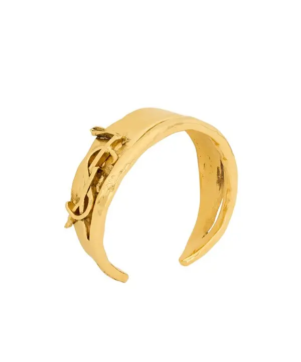 Saint Laurent Sculptural Textured Bangle Bracelet - Ancient Gold