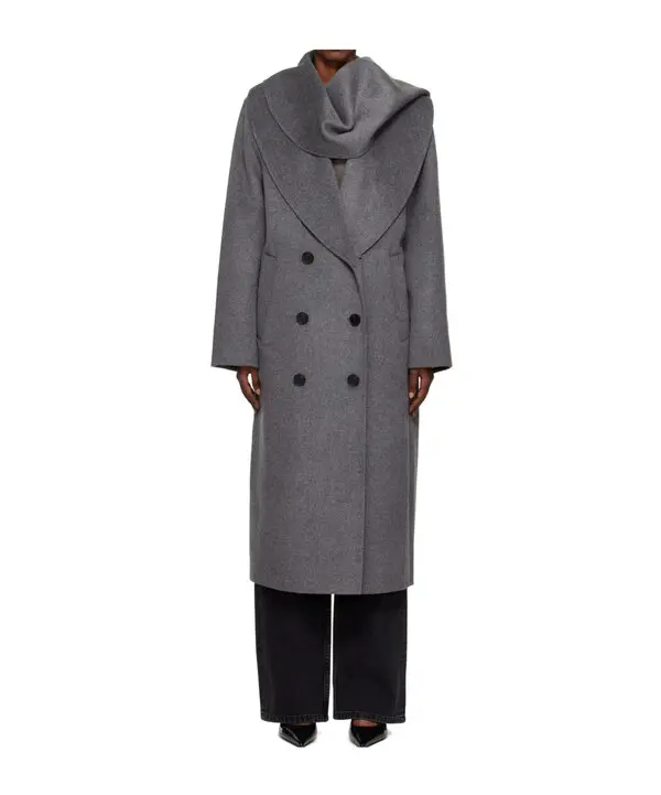 RÓHE Double-breasted Shawl Collar Coat With Integrated Scarf