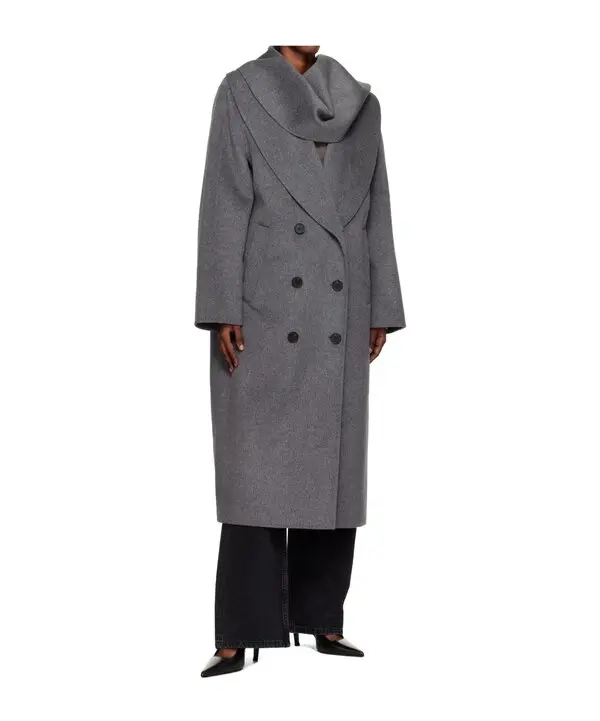 RÓHE Double-breasted Shawl Collar Coat With Integrated Scarf