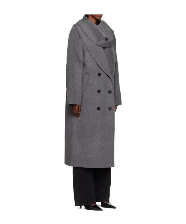 RÓHE Double-breasted Shawl Collar Coat With Integrated Scarf