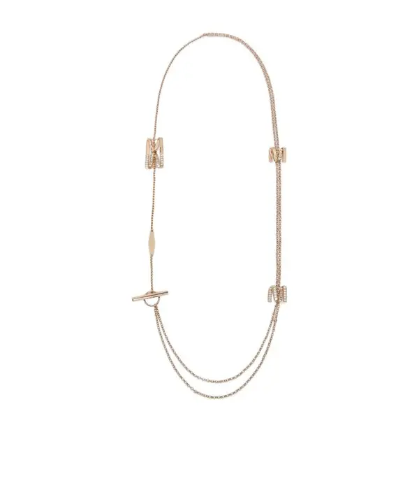 Max Mara Monogrammed Necklace With Rhinestone Details - Yellow