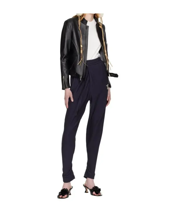OPEN YY Patchwork Leather Moto Jacket