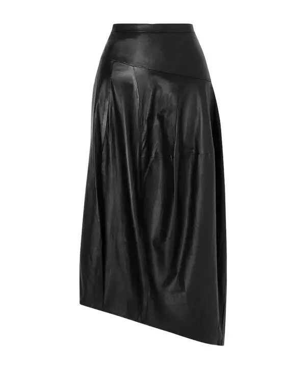 Tibi Asymmetric Leather Midi Skirt