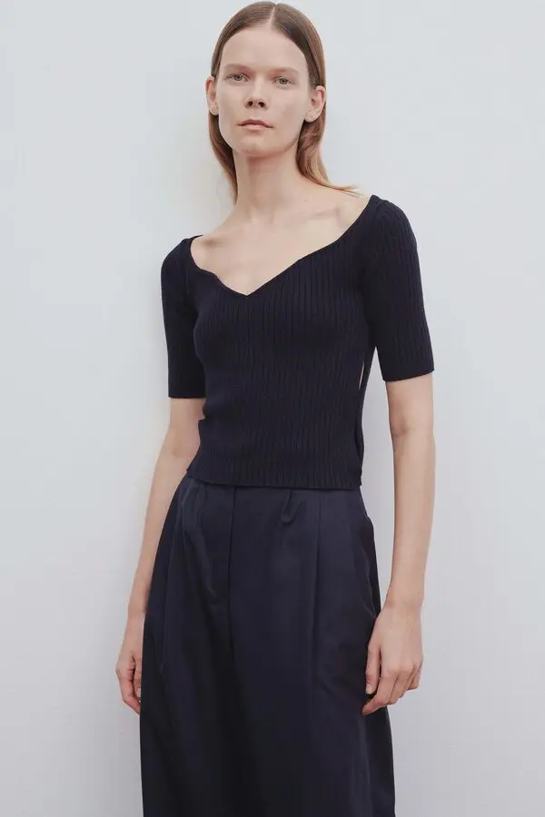 THE ROW Short-sleeved Sweater With Heart-shaped Neckline