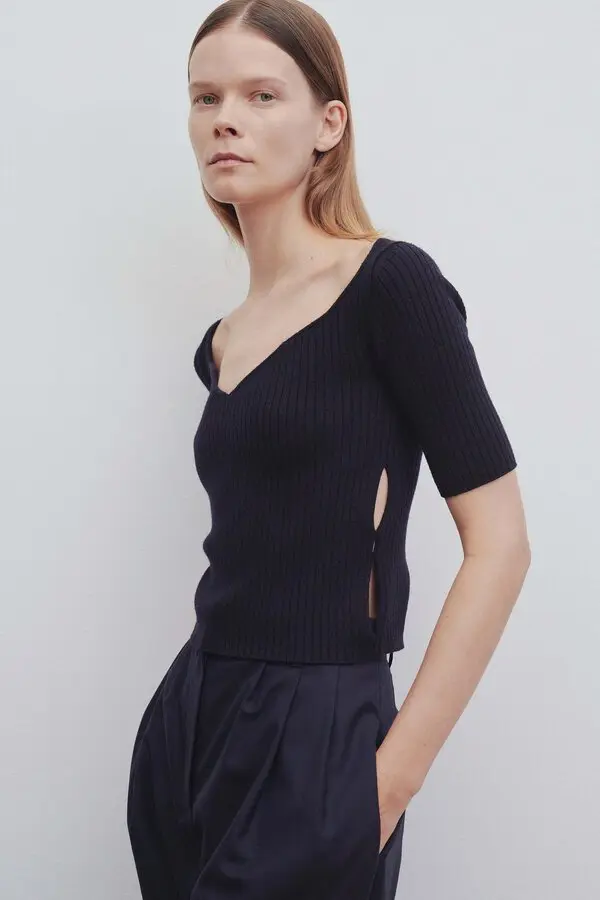 THE ROW Short-sleeved Sweater With Heart-shaped Neckline