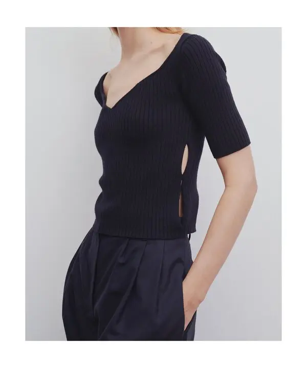 THE ROW Short-sleeved Sweater With Heart-shaped Neckline