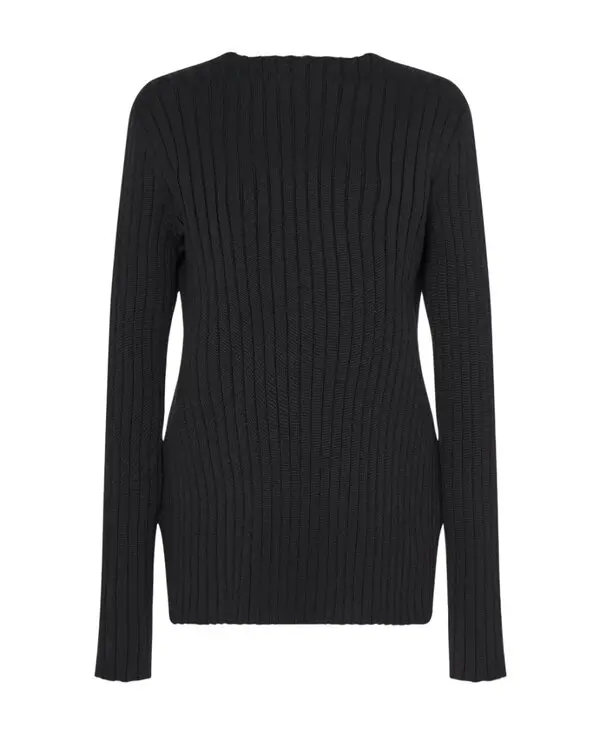 THE ROW Long Sleeve Ribbed Silk Top