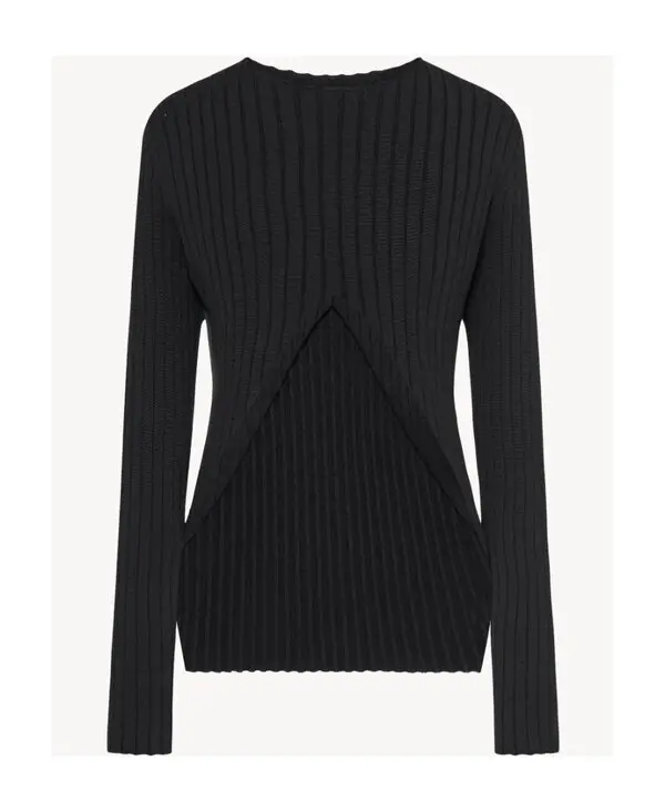 THE ROW Long Sleeve Ribbed Silk Top
