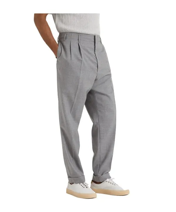 Brunello Cucinelli Tapered Virgin Wool Trousers With Double Pleats