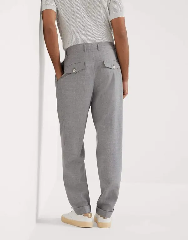 Brunello Cucinelli Tapered Virgin Wool Trousers With Double Pleats
