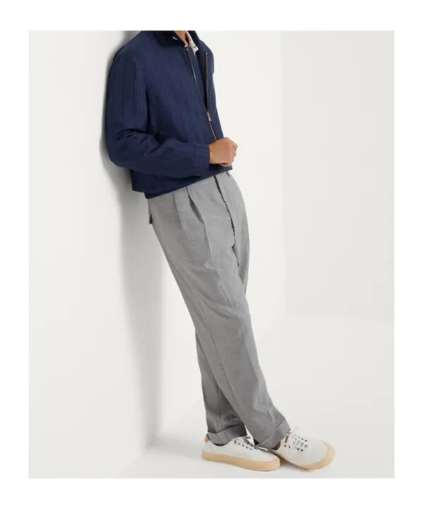 Brunello Cucinelli Tapered Virgin Wool Trousers With Double Pleats
