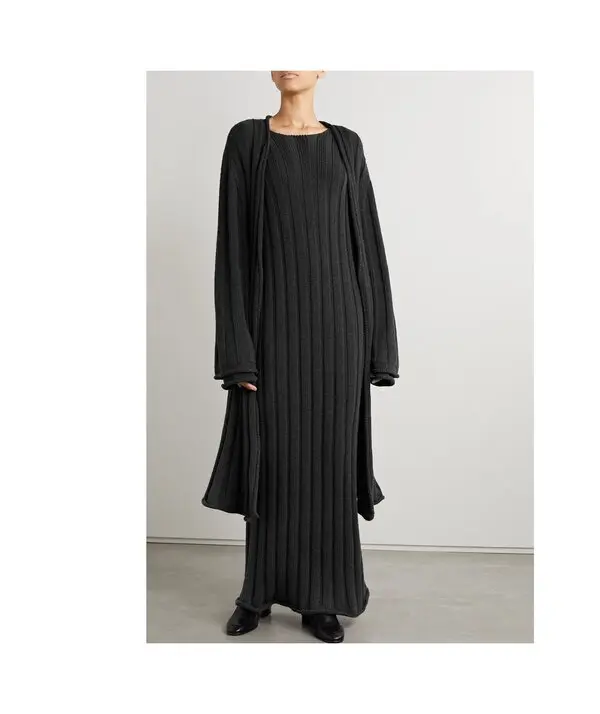 THE ROW Ribbed Wool Blend Maxi Dress
