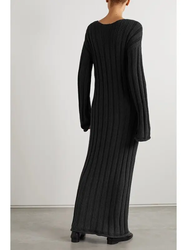 THE ROW Ribbed Wool Blend Maxi Dress