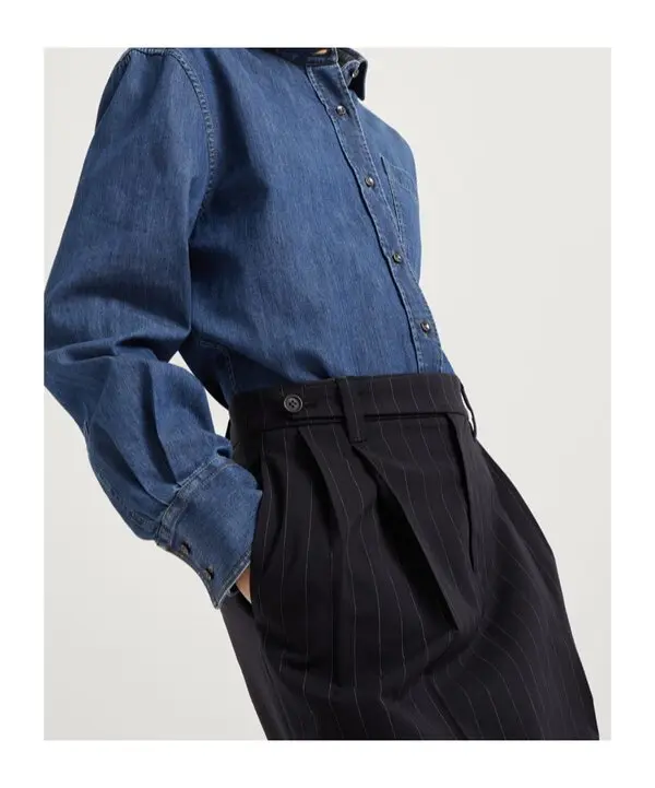 Brunello Cucinelli Pinstripe Tailored Midi Skirt