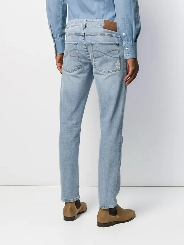 Brunello Cucinelli Distressed Light Wash Jeans