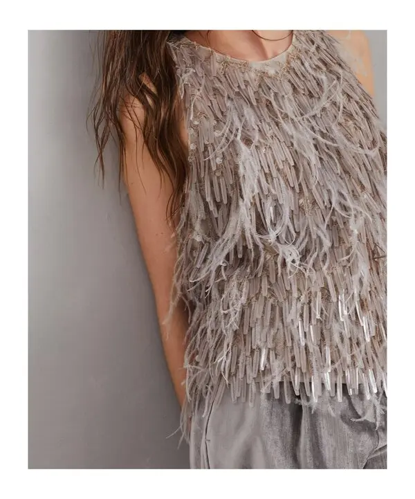 Brunello Cucinelli Embellished Sleeveless Top - Beige