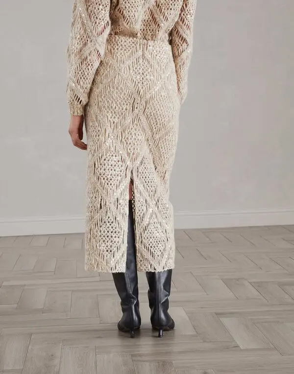 Brunello Cucinelli Argyle Embroidered Knitted Skirt