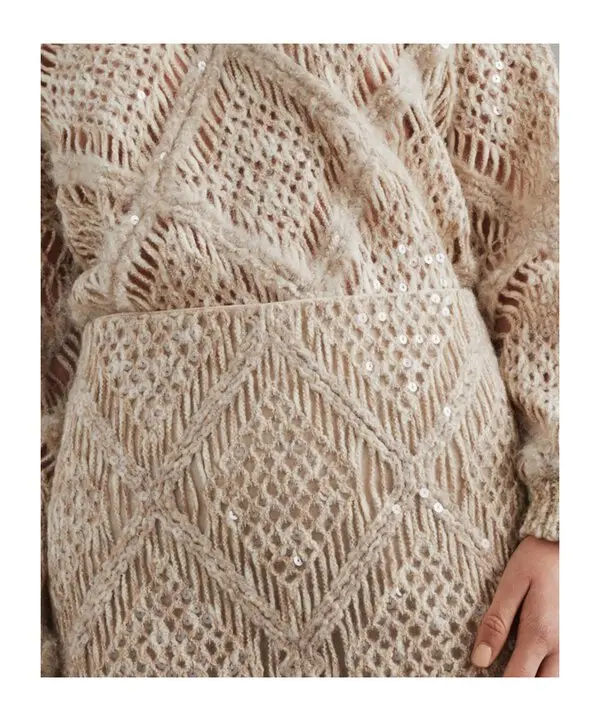 Brunello Cucinelli Argyle Embroidered Knitted Skirt