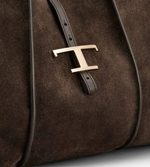 TOD'S Medium T-bar Suede Shoulder Bag